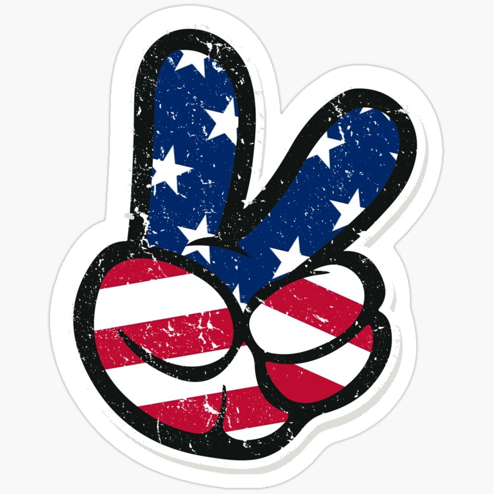 DOPASTICKER Peace Sign Stars And Stripes Sticker, Bold Americana Style ...