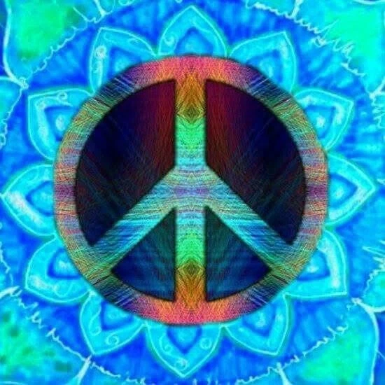 DOPASTICKER Peace Sign Sticker Blue Lotus Pattern Peace Love Unity ...