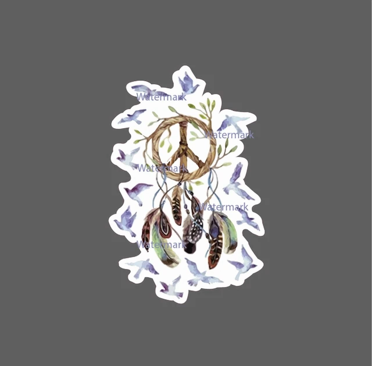 DOPASTICKER Peace Sticker Feathers Bird Sticker Phone Sticker, Latop ...