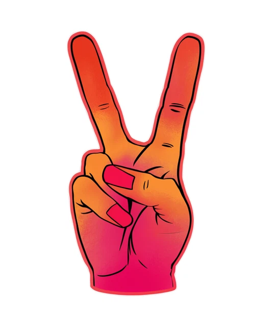 DOPASTICKER Peace Sticker Groovy Retro Hippie Hand Gesture Red Orange ...