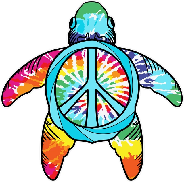 DOPASTICKER Peace Turtle Sticker Tie Dye Sign Love Hippy Hippie Rainbow ...