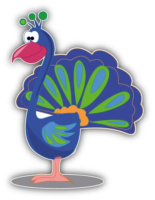 DOPASTICKER Peacock Cartoon Sticker Decal Phone Decal Water Bottle ...