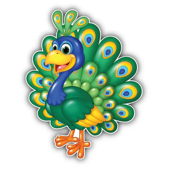 DOPASTICKER Peacock Cartoon Sticker Decal Phone Decal Water Bottle ...