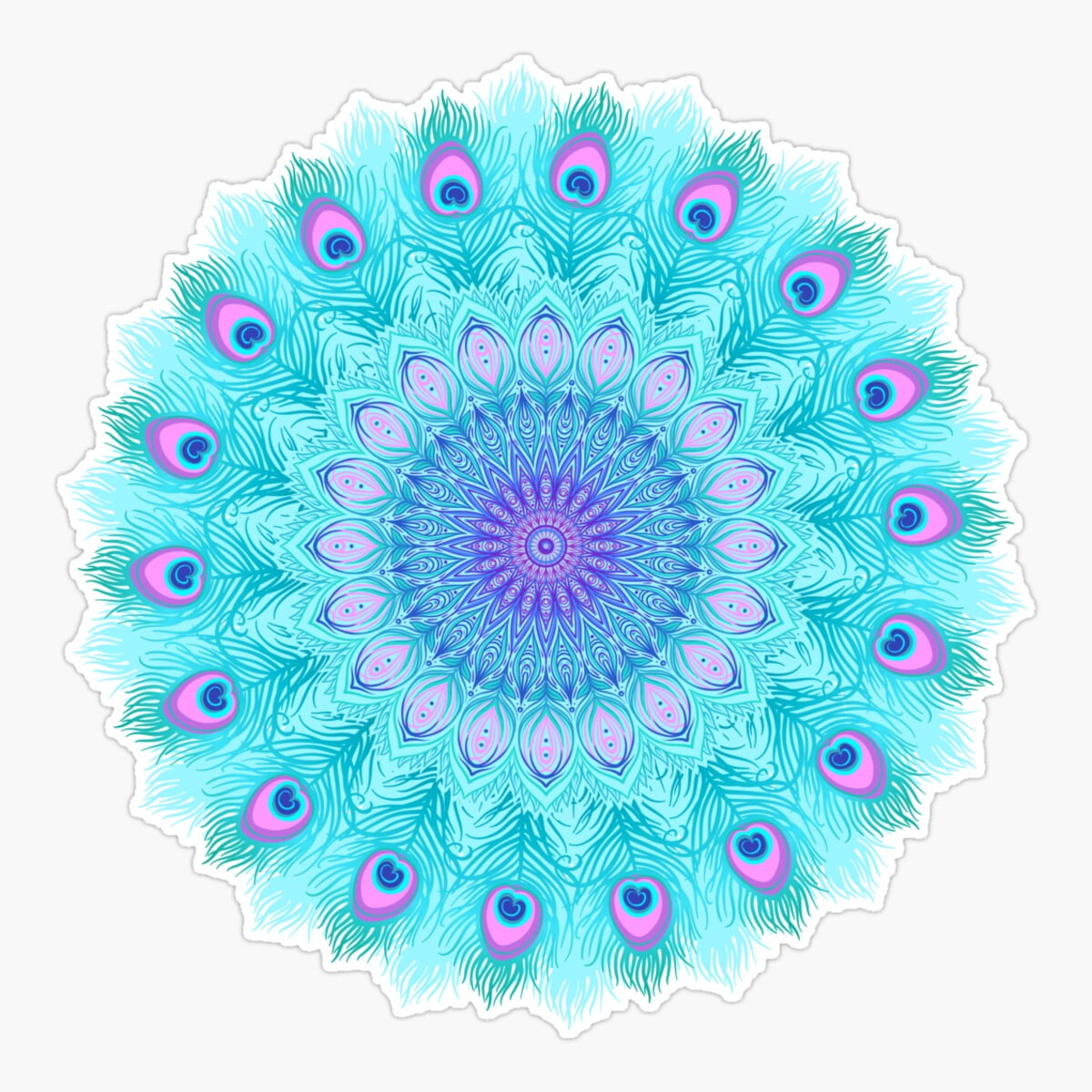 DOPASTICKER Peacock Feathers Mandala Sticker, Phone Sticker Car ...
