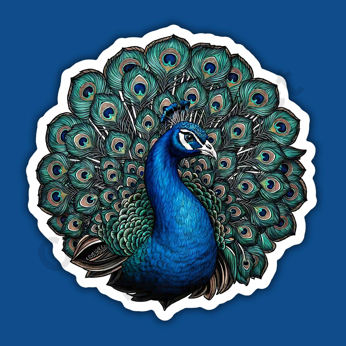 DOPASTICKER Peacock Feathers Plumage Beautiful Blue Green Sticker, Best ...