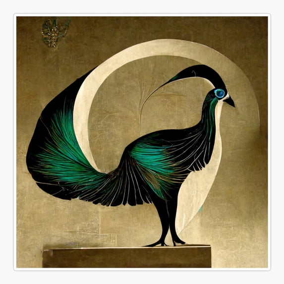 DOPASTICKER Peafowl - Art Deco Sticker, Phone Sticker Water Bottle ...