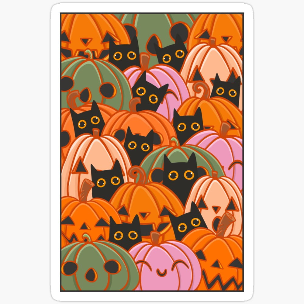 DOPASTICKER Peek A Boo Cats In The Pumpkins, Phone Stickers Water ...
