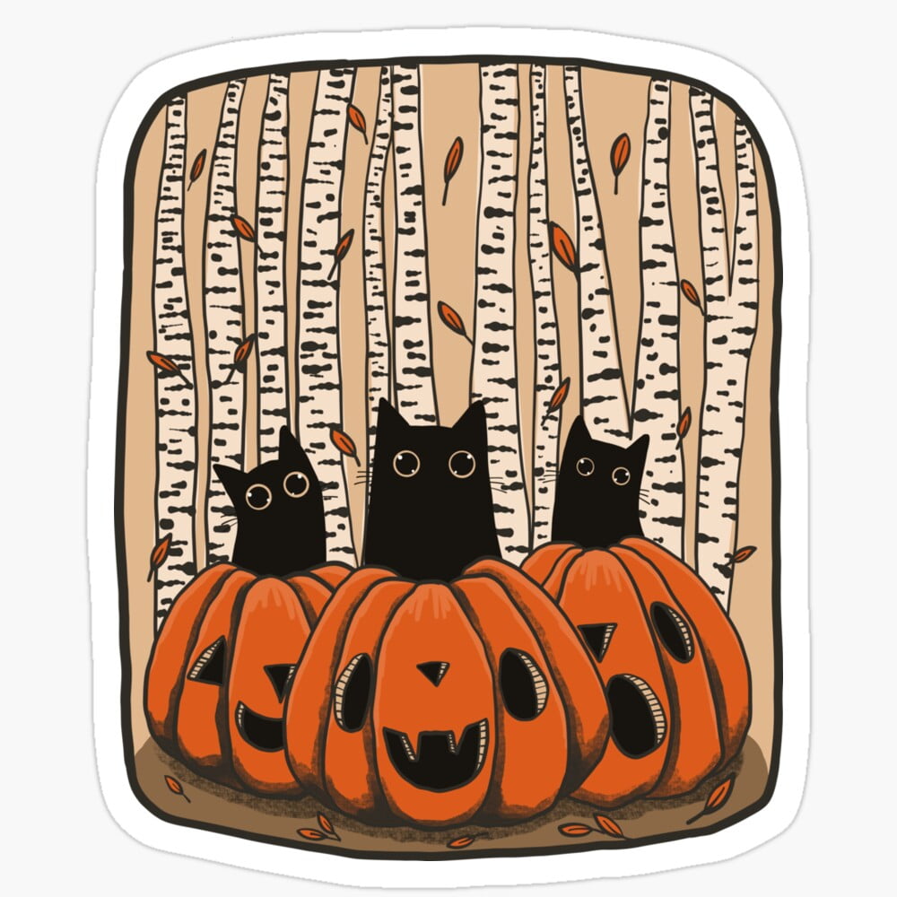 DOPASTICKER Peek A Boo Hallo.Ween Kitties Sticker Phone Decal Water ...