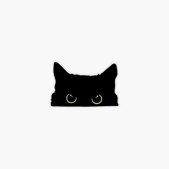 DOPASTICKER Peeking Black Kitty Cat Silhouette Sticker, Phone Sticker ...