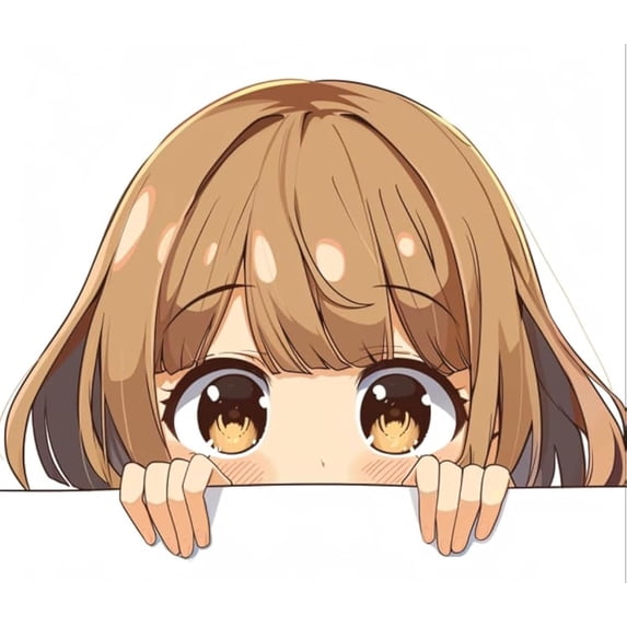DOPASTICKER Peeking Girl With Brown Hair Car... Waterproof Sticker For ...
