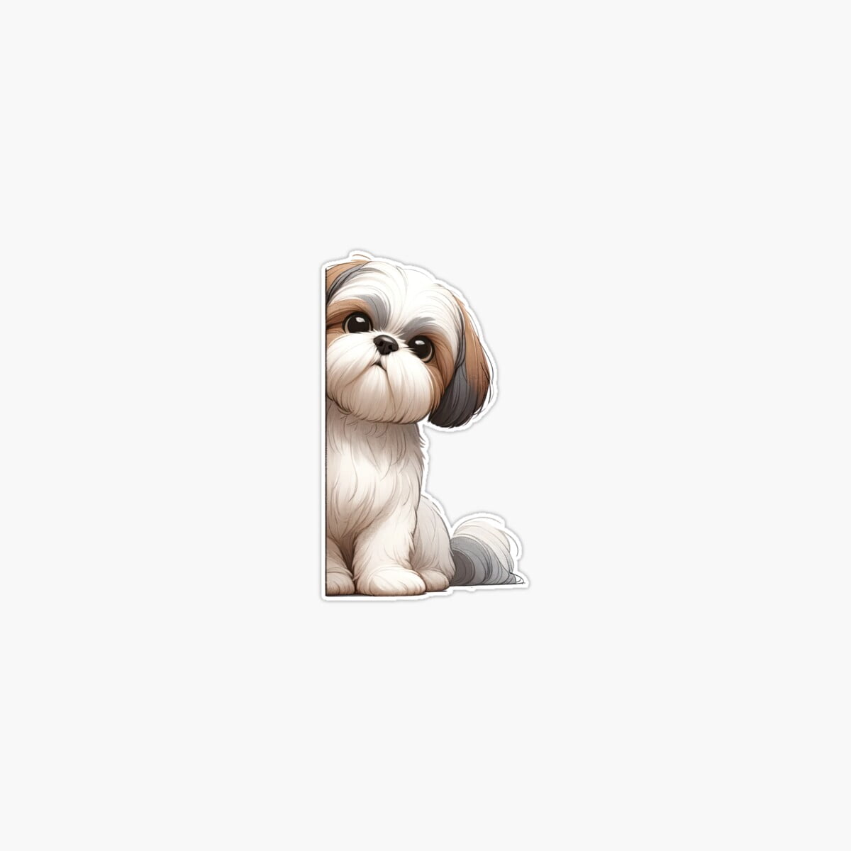 DOPASTICKER Peeking Shih Tzu - Black Sticker, Phone Sticker Car Sticker ...