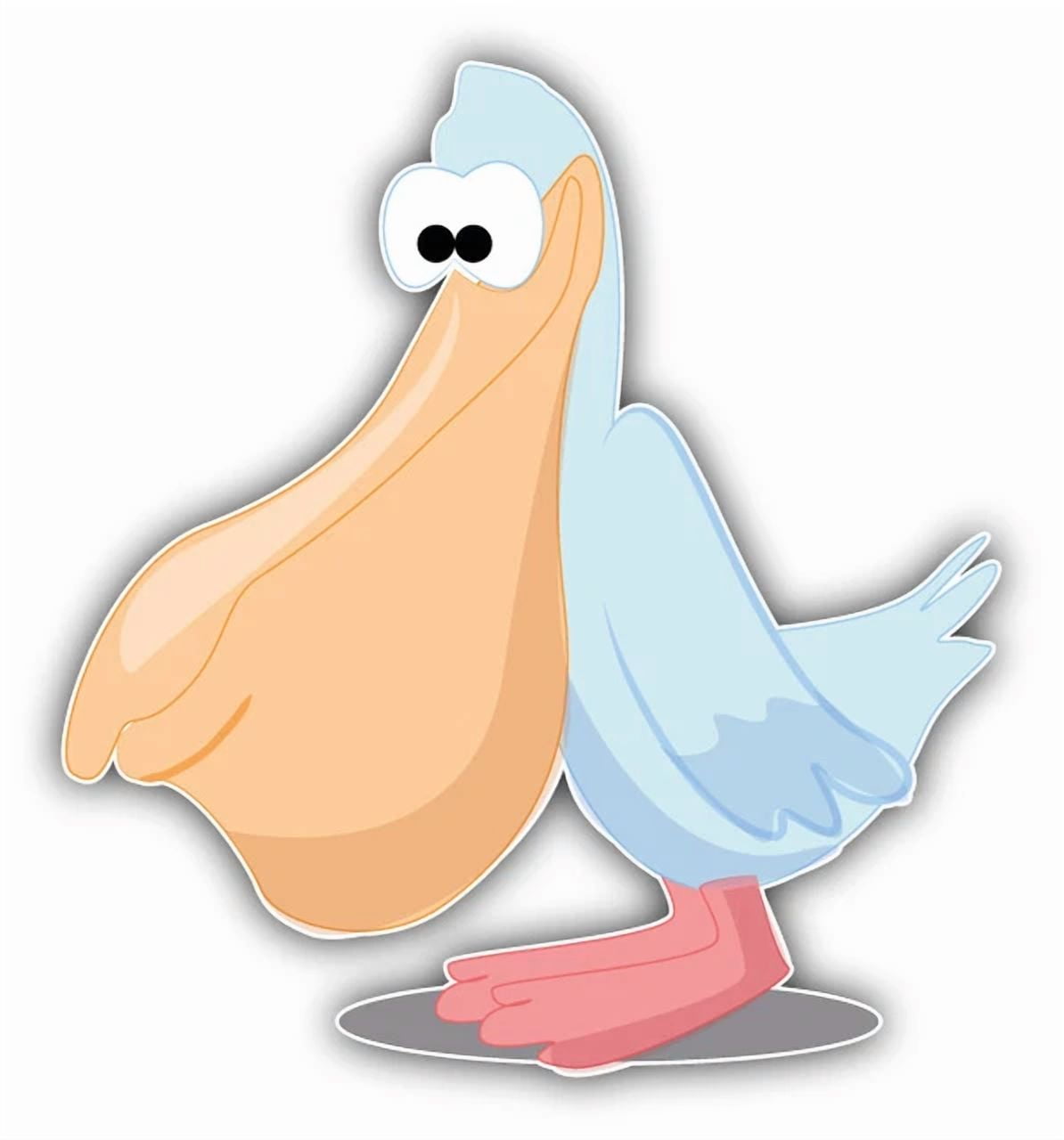 DOPASTICKER Pelican Cartoon Sticker Decal Phone Decal Water Bottle ...