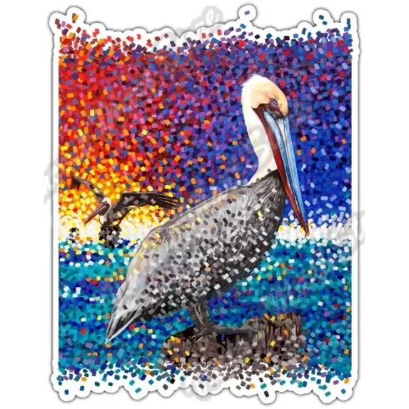 DOPASTICKER Pelican Pixels Bird Seagull Ocean Abstract Car Sticker ...