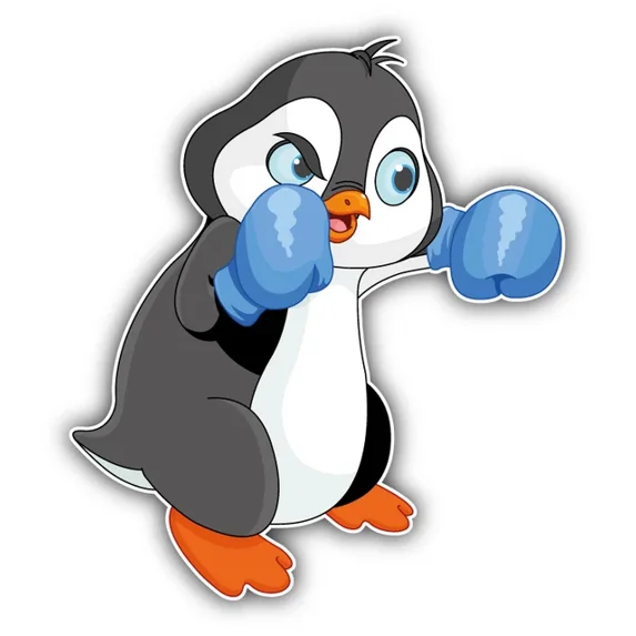 DOPASTICKER Penguin Boxer Cartoon Sticker Decal Phone Decal Water ...