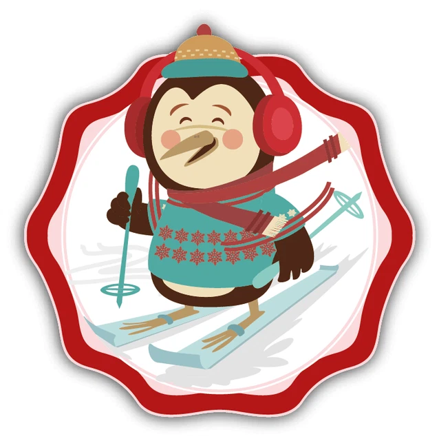 DOPASTICKER Penguin Happy Cartoon Chris.Tmas Sticker Decal Phone Decal ...