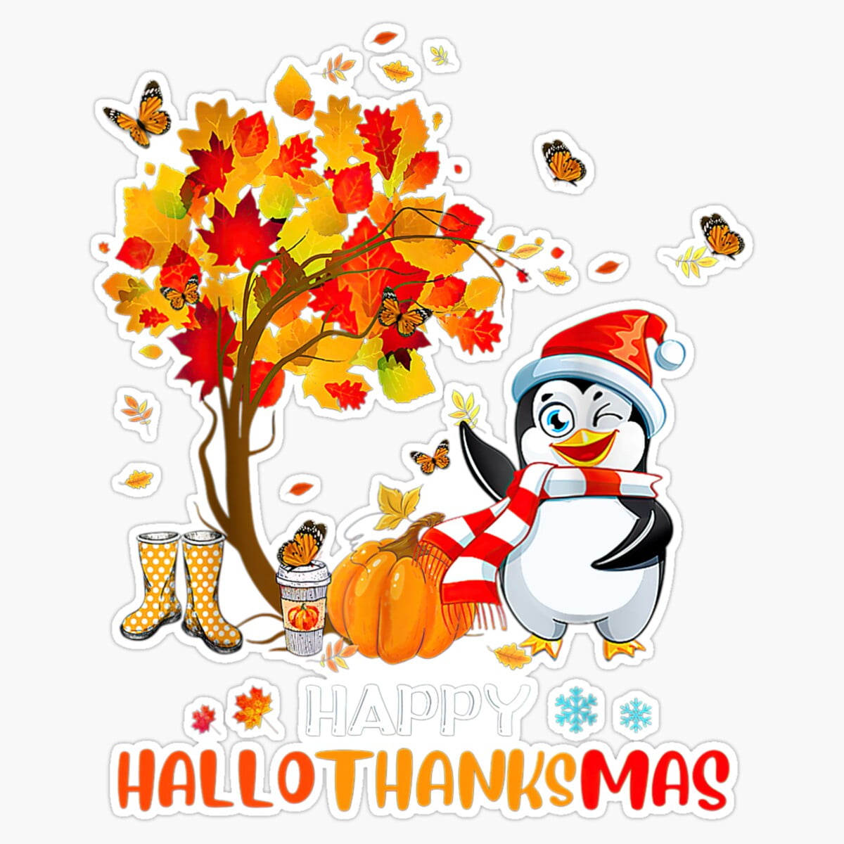 DOPASTICKER Penguin Horror And Happy Hallothanksmas Sticker, Phone ...