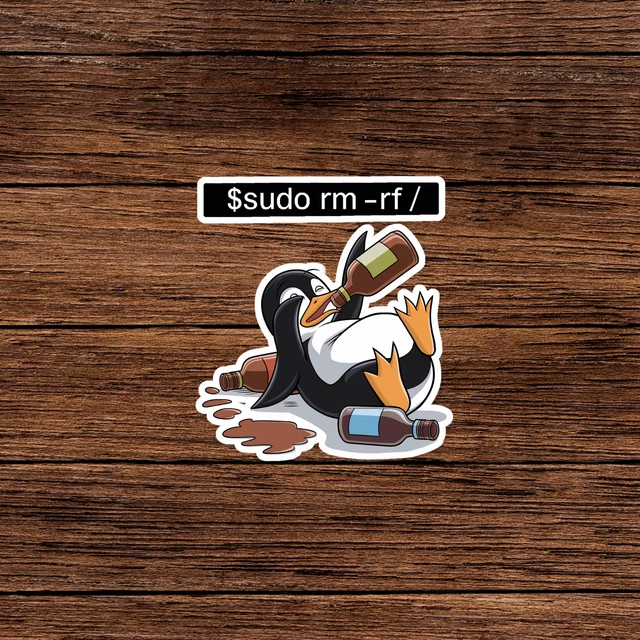 DOPASTICKER Penguin Linux Sysadmin Sticker, $Sudo Rm -Rf / Command ...