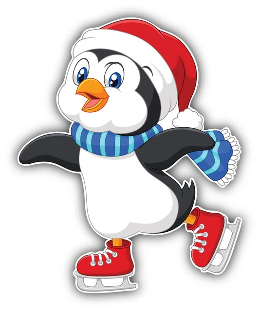 DOPASTICKER Penguin Skating Cartoon Sticker Decal Phone Decal Water ...