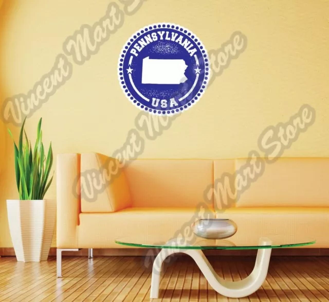 DOPASTICKER Pennsylvania State Map Usa Grunge Wall Sticker Room ...