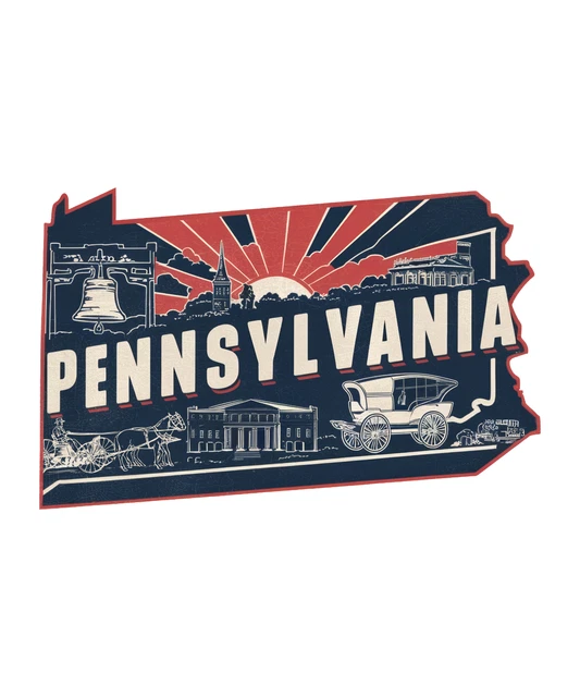 DOPASTICKER Pennsylvania State Sticker Homeland Farmland Home Country ...