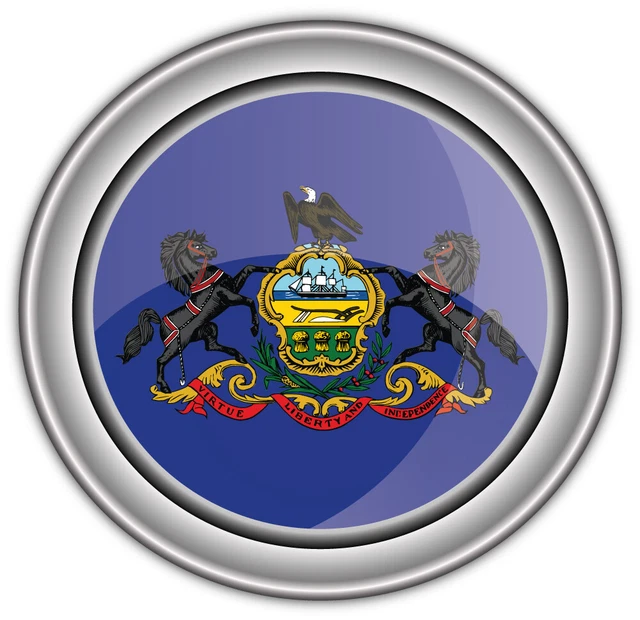 DOPASTICKER Pennsylvania Usa State Flag Silver Badge Car Sticker Decal ...