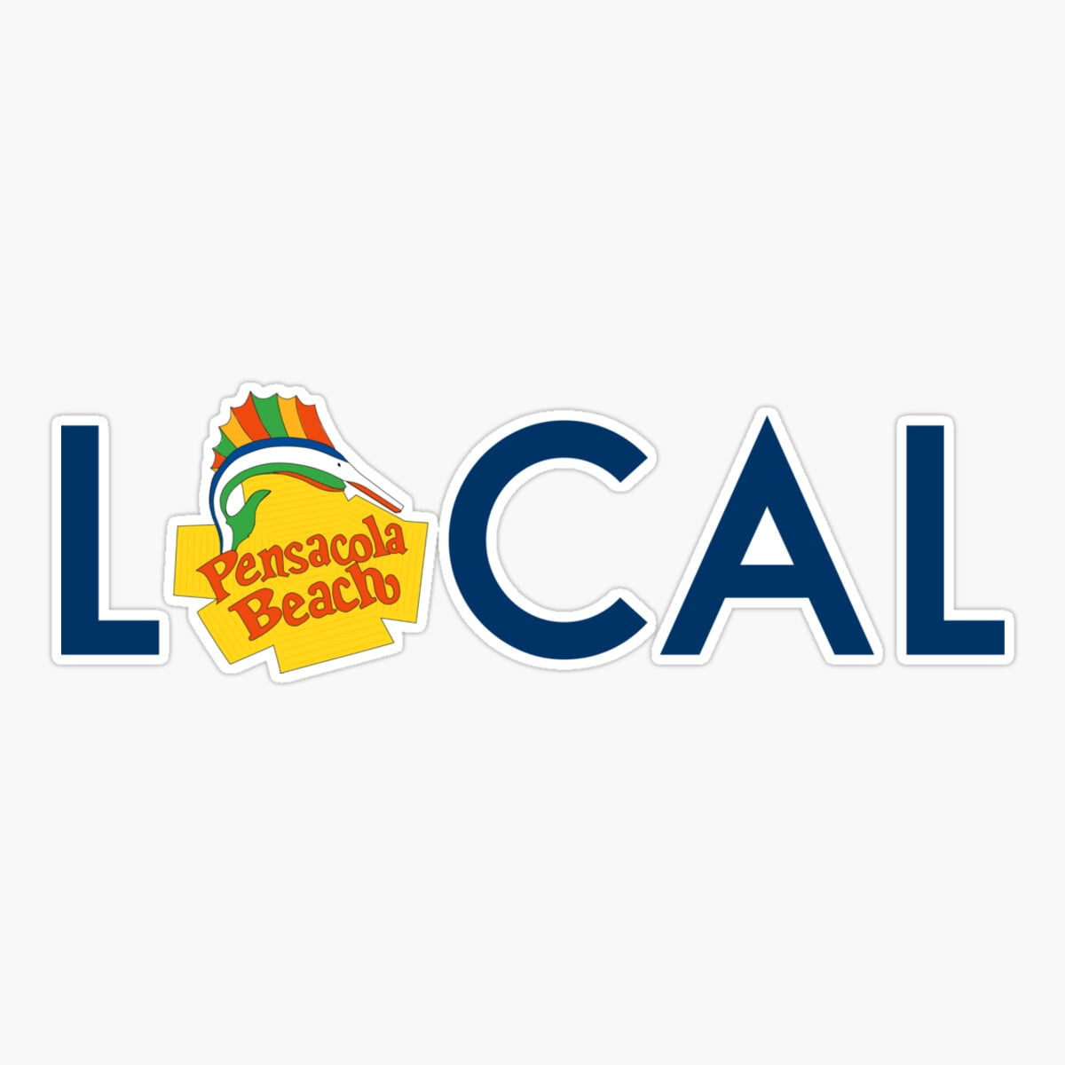 DOPASTICKER Pensacola Local, Electric Fish (Blue Letters) Sticker ...