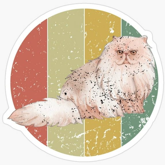 DOPASTICKER Persian Cat Lovers Gift, Persian Cat Retro Vintage Sunset ...