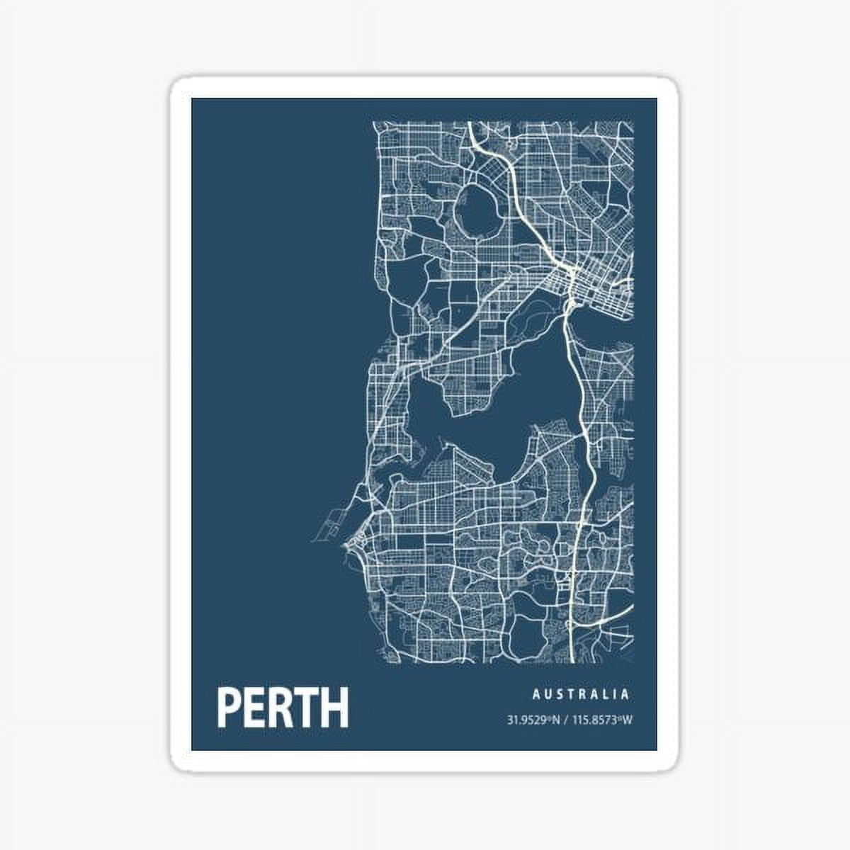 DOPASTICKER Perth Blueprint City Map Sticker Phone Decal Water Bottle ...