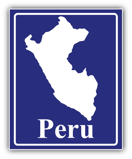 DOPASTICKER Peru Map Sign Sticker Decal Phone Decal Water Bottle ...