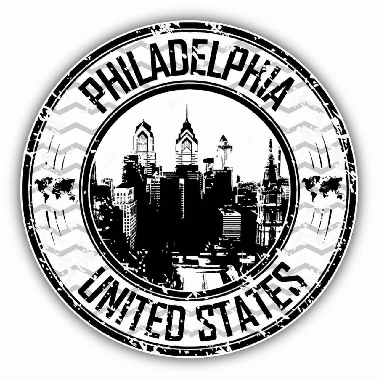 DOPASTICKER Philadelphia Unied States Grunge Rubber Travel Sticker ...