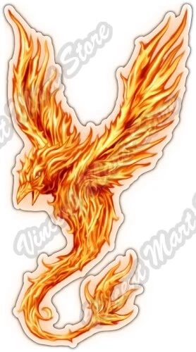 DOPASTICKER Phoenix Mythical Bird Fire Flames Flying Car Sticker Decal ...
