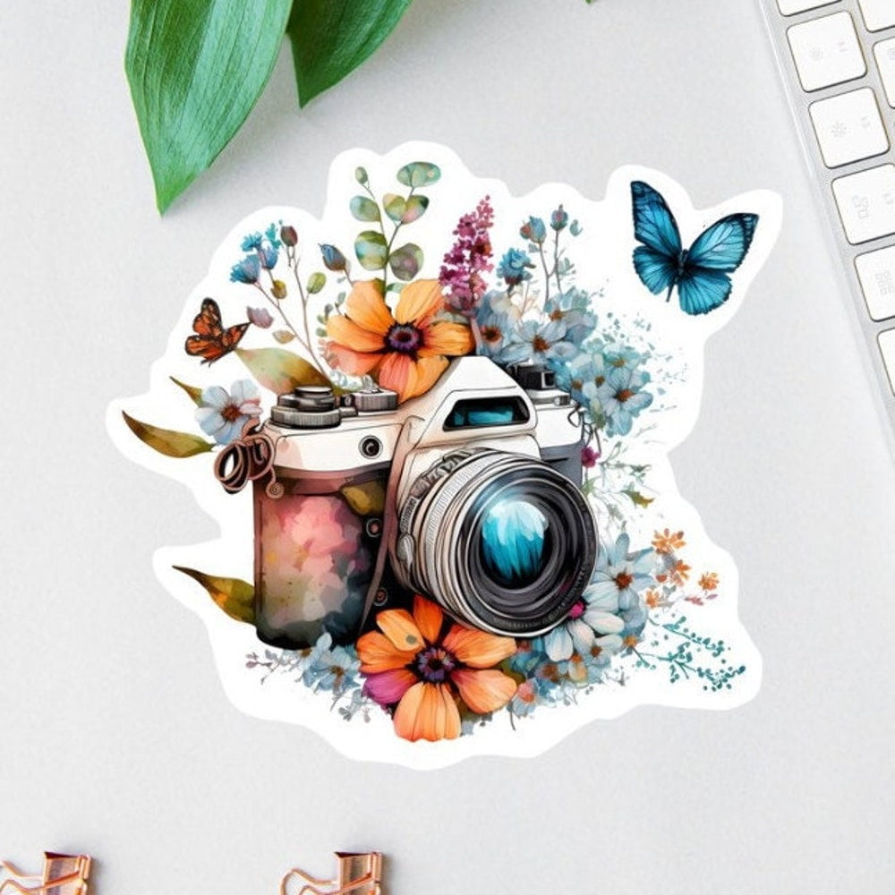 DOPASTICKER Photography Sticker, Floral Camera Sticker, Clear Laptop ...