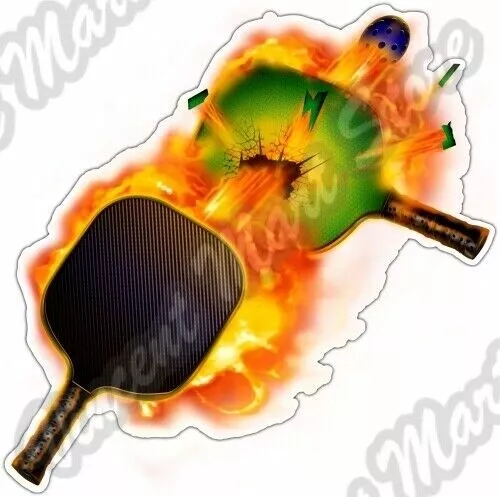 DOPASTICKER Pickleball Boom Paddle Fire Sport Flames Car Sticker Decal ...
