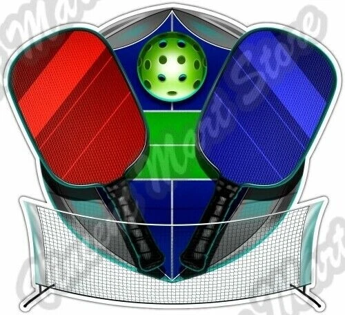 DOPASTICKER Pickleball Crest Paddle And Ball Net Sport Car Sticker ...