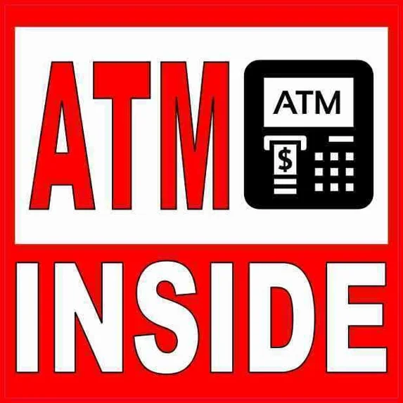 DOPASTICKER Picture Red And White Atm Inside Sticker Bank Business Door ...