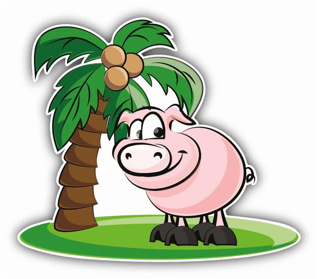 DOPASTICKER Pig Palm Cartoon Sticker Decal Phone Decal Water Bottle ...