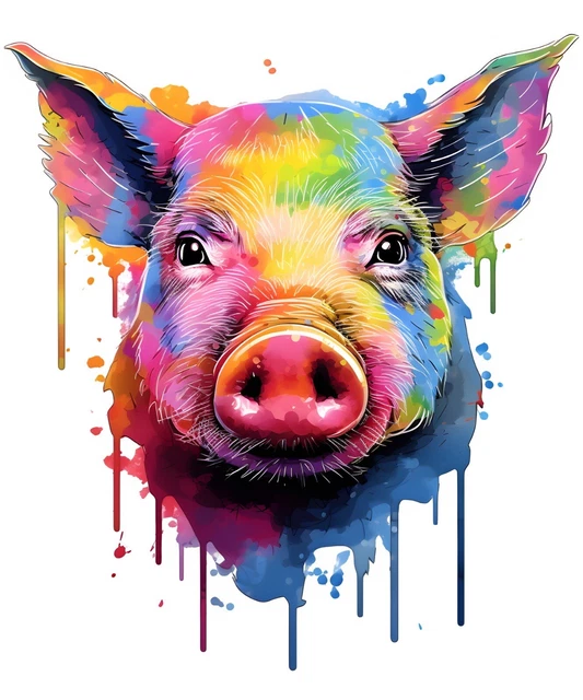 DOPASTICKER Pig Sticker Colorful Cute Piglet Rainbow Farm Life Dripping ...