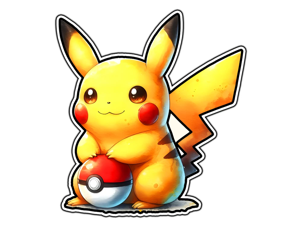 DOPASTICKER Pikachu And Poke Ball Cute Sticker Decal Phone Decal Water ...
