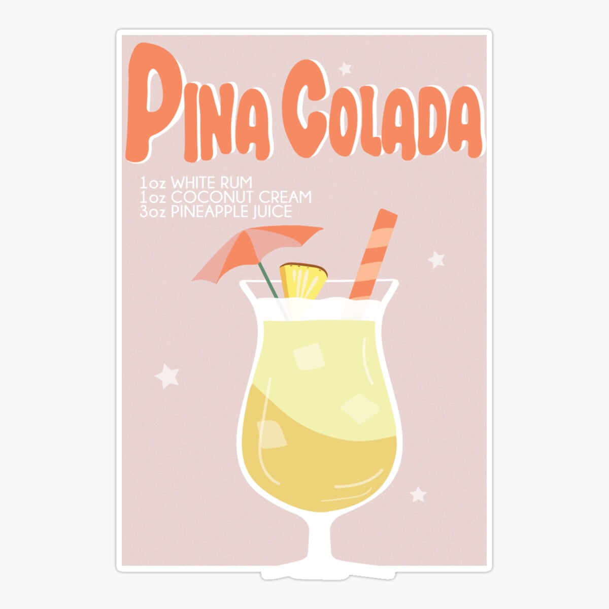 DOPASTICKER Pina Colada Sticker, Phone Sticker Water Bottle Sticker Car ...