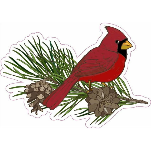 DOPASTICKER Pine Branch Cardinal Sticker Phone Sticker, Latop Sticker ...