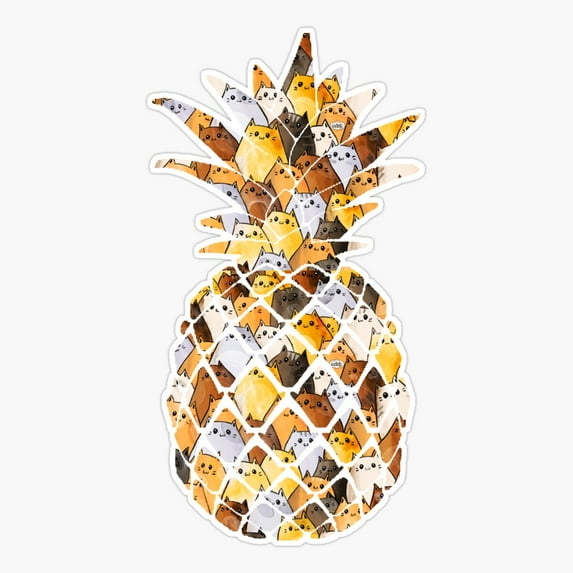 DOPASTICKER Pineapple Cats - Ginger Cat Pattern - Cats In Pineapple ...