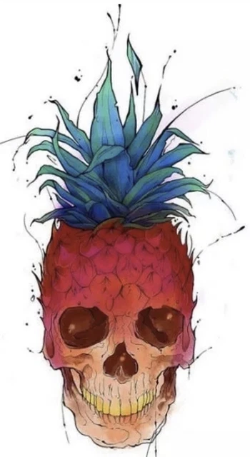 DOPASTICKER Pineapple Sticker Orange Skull Punk Grunge Skeleton Goth ...