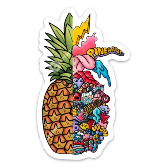 DOPASTICKER Pineapple Surfer Sticker - Surfboard Skateboard Beach ...