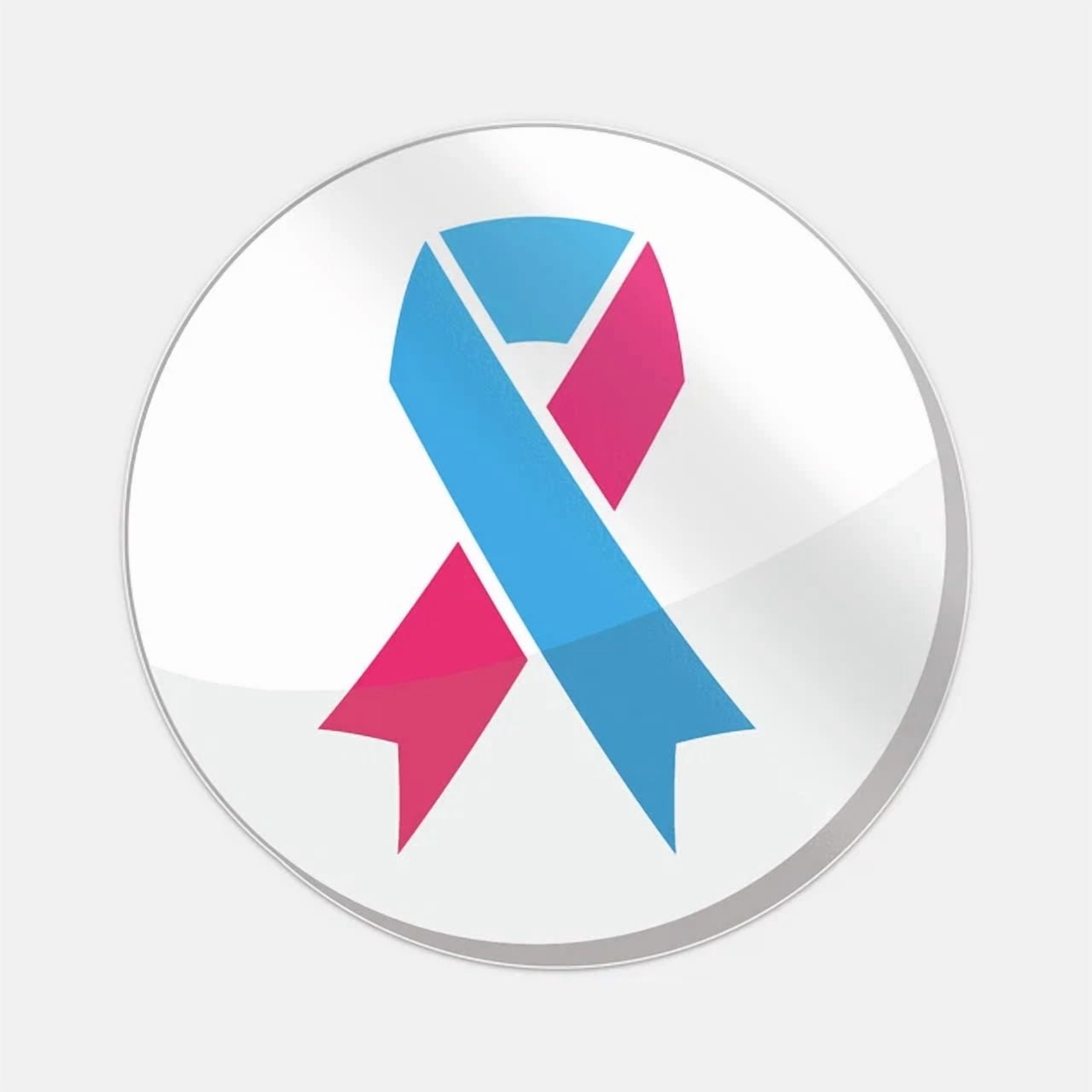 DOPASTICKER Pink And Blue Ribbon Round Sticker Decal Phone Decal Water ...