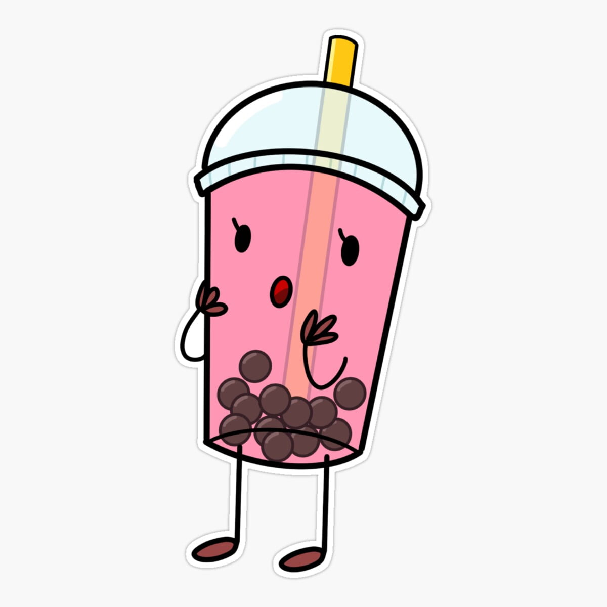 DOPASTICKER Pink Boba Tea Sticker, Phone Sticker Water Bottle Sticker ...