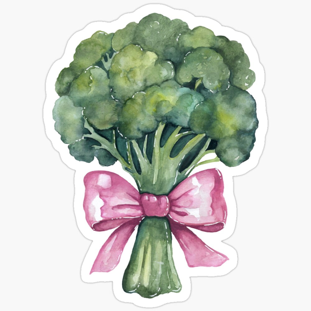 DOPASTICKER Pink Bow And Broccoli Sticker Phone Decal Water Bottle ...