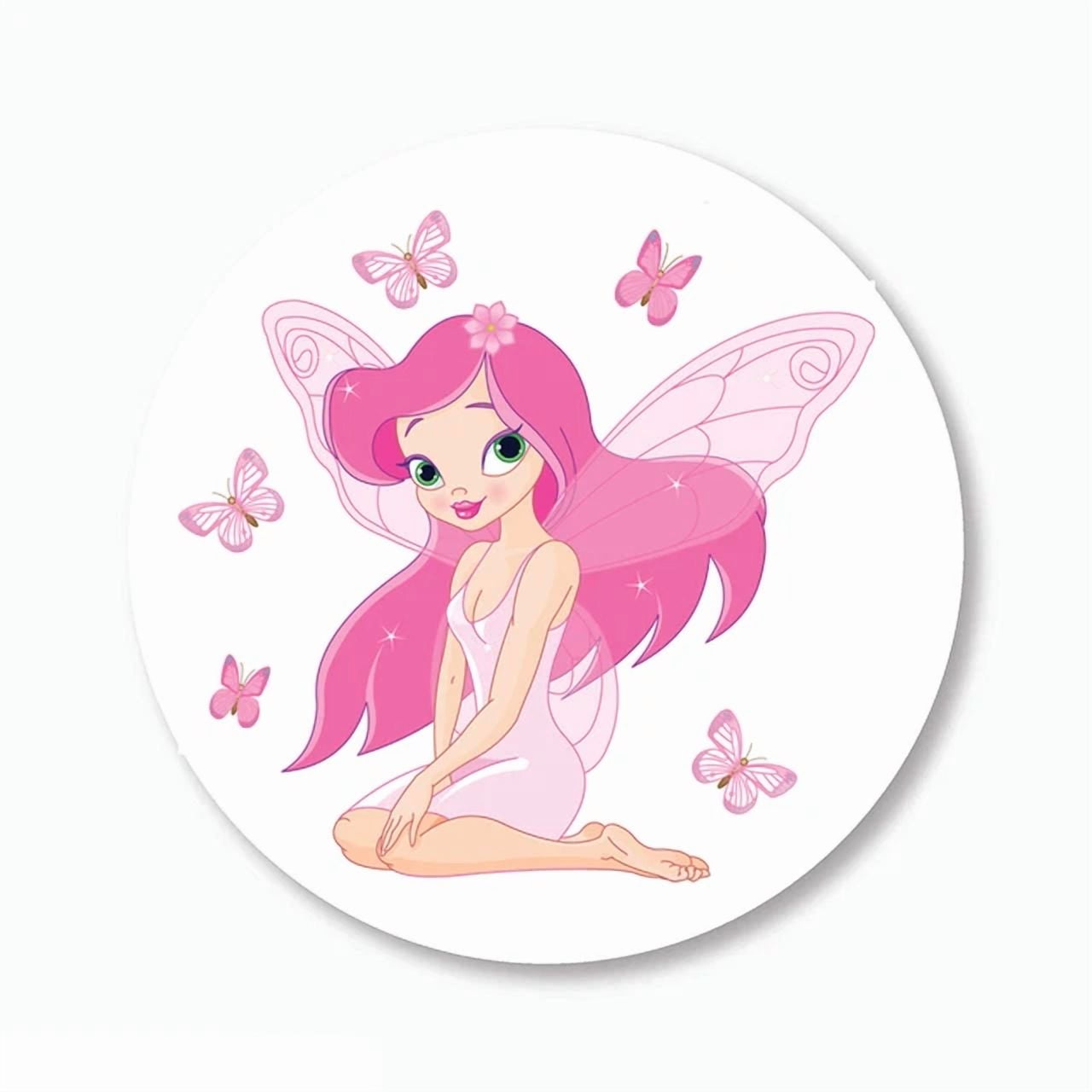 DOPASTICKER Pink Butterfly Fairy Round Stickers Scrapbook Stickers ...
