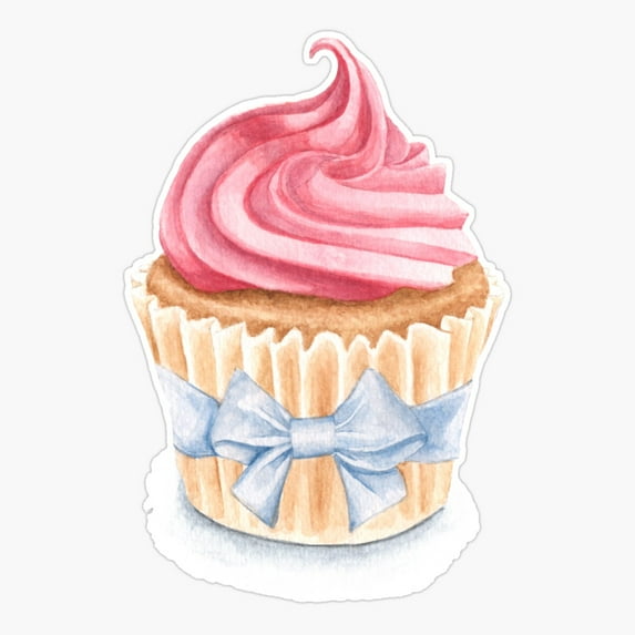DOPASTICKER Pink Cupcake Sticker, Phone Sticker Water Bottle Sticker ...