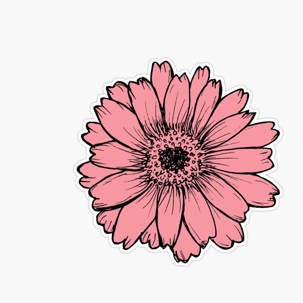 DOPASTICKER Pink Daisy Flower Sticker, Phone Sticker Water Bottle ...