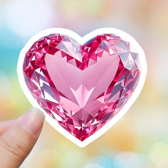 DOPASTICKER Pink Diamond Heart Sticker, Gift Mom, Girly Pink Sticker ...